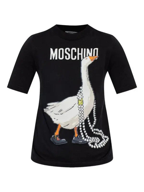 Moschino Goose Print Knit Top - Black