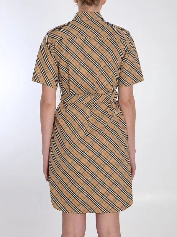 Burberry Check Short-Sleeve Dress In Brown - 36% Off | Editorialist