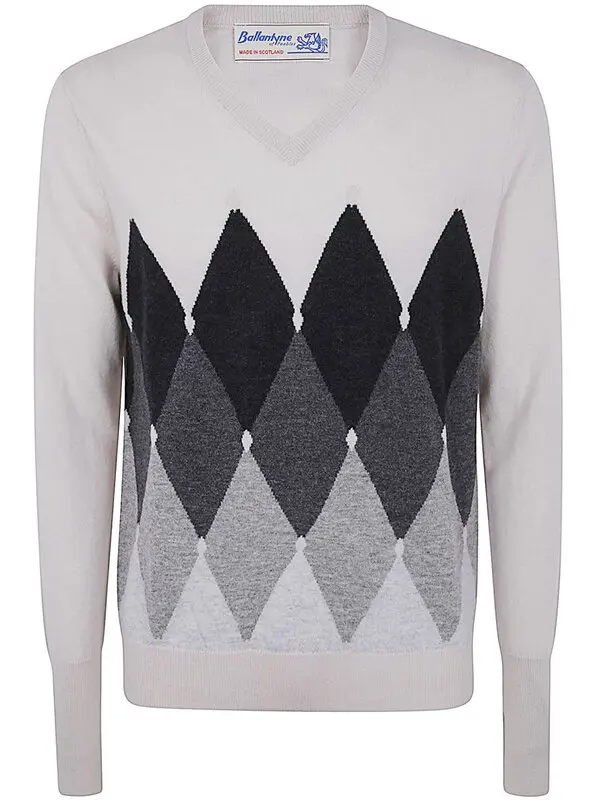 BALLANTYNE V Neck Pullover - White