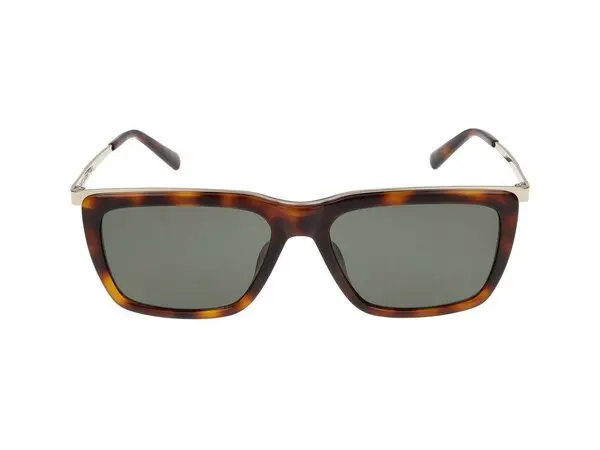 Saint Laurent Full Rim Square Sunglasses - Havana Gold Grey
