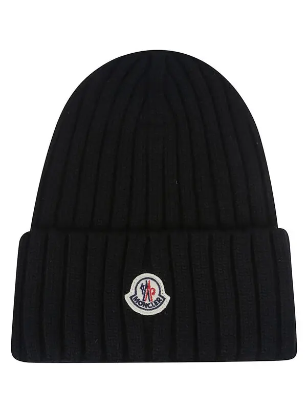 Moncler Virgin Wool Beanie - Black