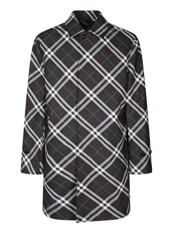 Burberry Check Print Coat - Grey