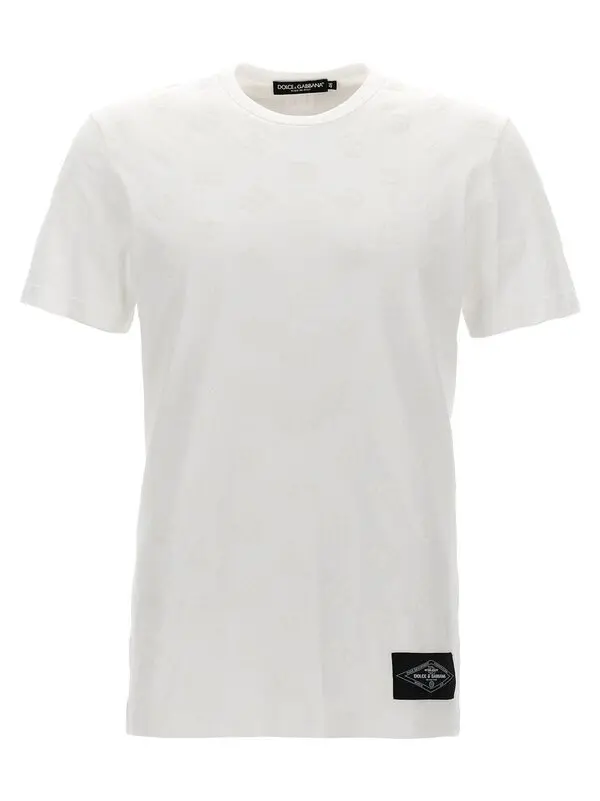 Dolce & Gabbana Flocked Logo T-Shirt In White - 39% Off