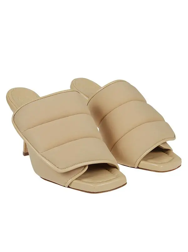 Buy GIA BORGHINI Stitched Puffy Velcro Strap Mules - Yellow  display picture 1
