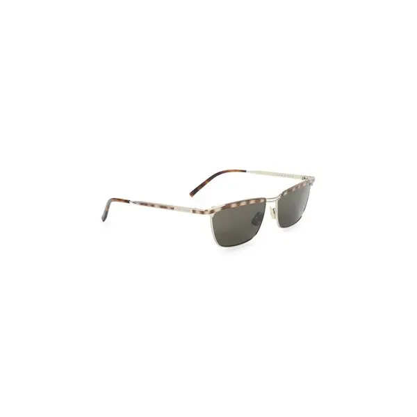 Saint Laurent Metallic Square Frame Sunglasses - Grey