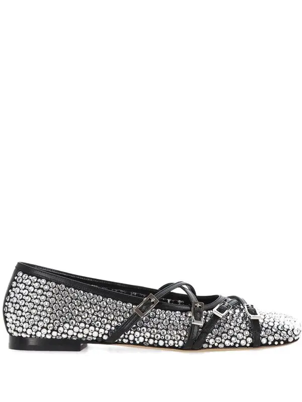 Mach & Mach Ardillon Buckle Ballerinas - Grey