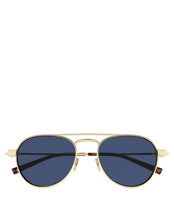 Saint Laurent Round Sunglasses, 54mm - Gold/blue
