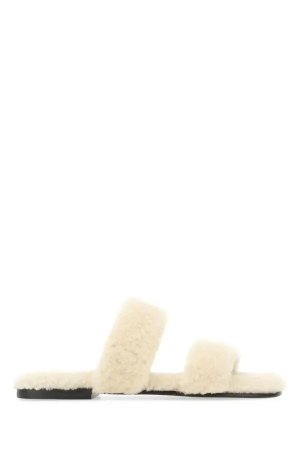 Saint Laurent Bleach Shearling Slippers - White