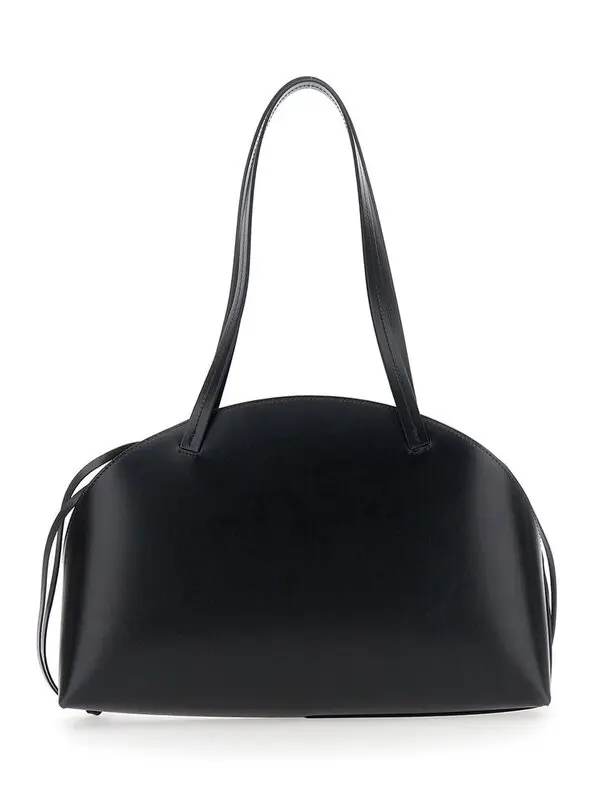 Jil Sander Curve Medium Leather Shoulder Bag - Black - 39