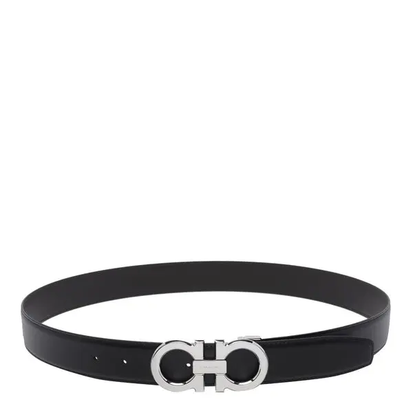 FERRAGAMO Adjustable And Reversible Gancini Belt - Black