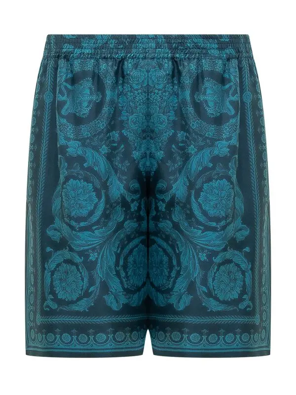 Versace Silk Bermuda Shorts - Blue