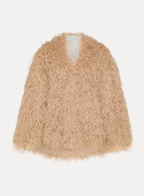 FORTE_FORTE Faux Fur Kimono Jacket - Beige