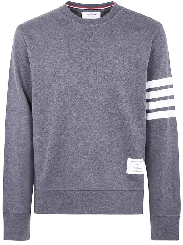 Thom Browne Classic Loopback Sweatshirt With 4-bar Stripe - Grey