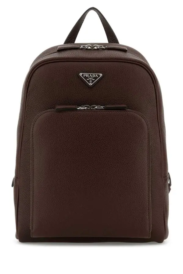 Prada Leather Backpack - Brown