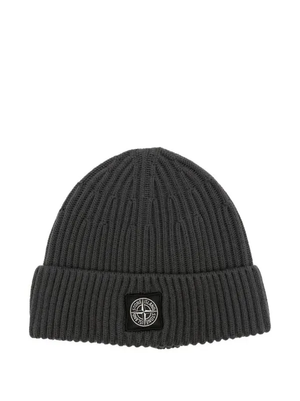 Stone Island Logo Beanie - Grey