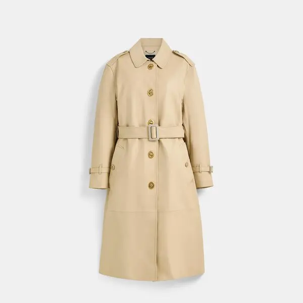 COACH Restored Lightweight Leather Trench Coat