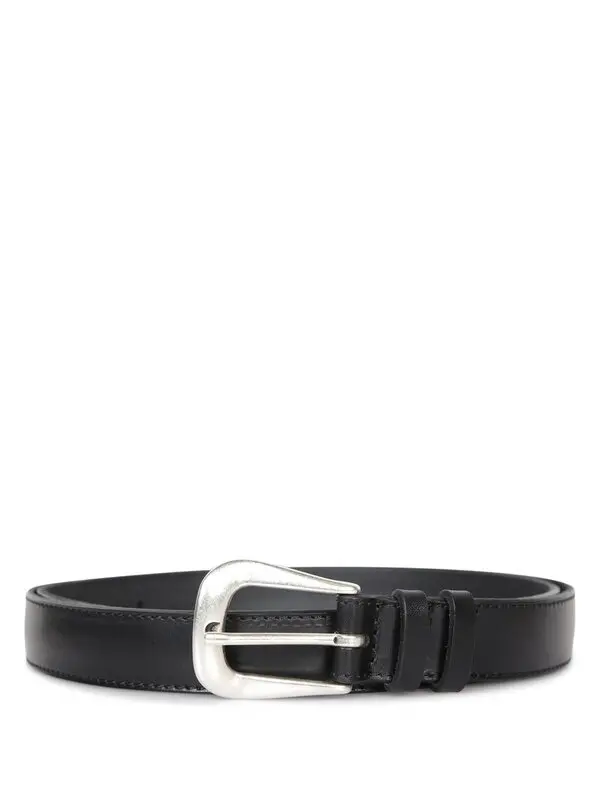 ORTIGNI Leather Belt With Silver Buckle - Black