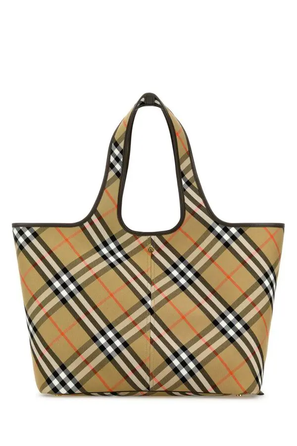 Burberry Embroidered Check Shopping Bag - Printed