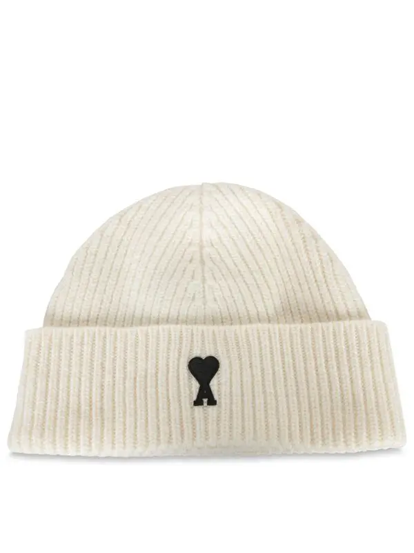 Ami Knit Beanie Hat - White
