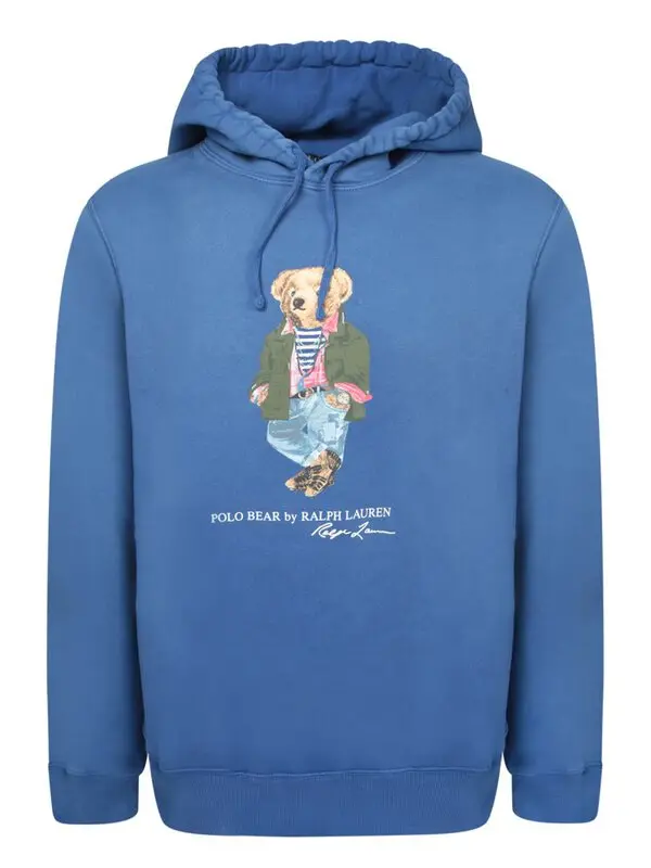 Ralph Lauren Hooded Sweatshirt With Bear Graphic - Blue