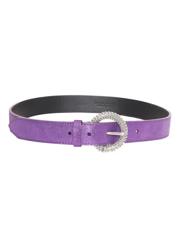 ORTIGNI Glittery Leather Belt With Jewel Buckle - Purple