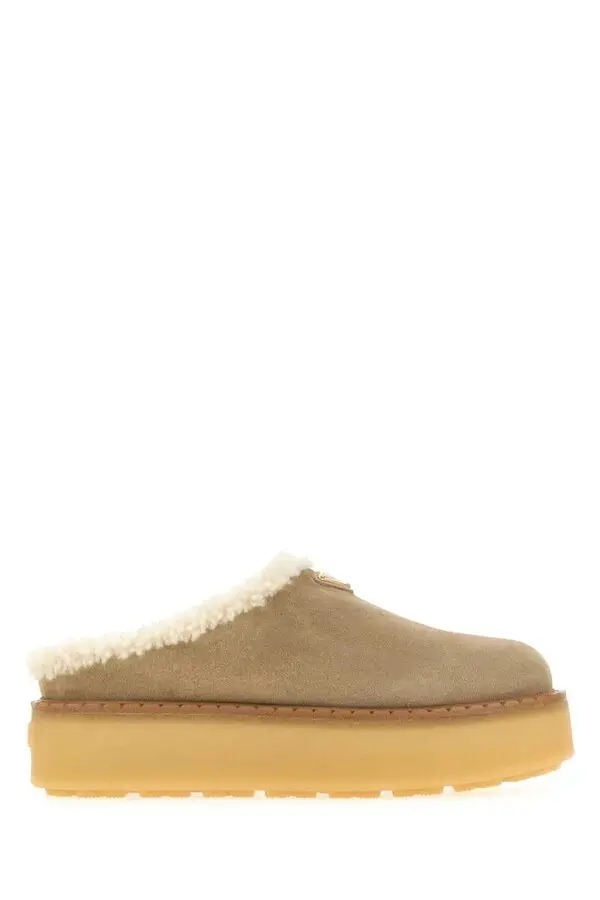 Prada Suede Slippers - Beige O Tan