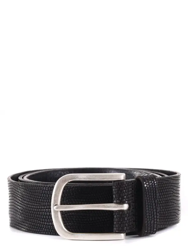 ORTIGNI Reptile-effect Leather Belt - Brown