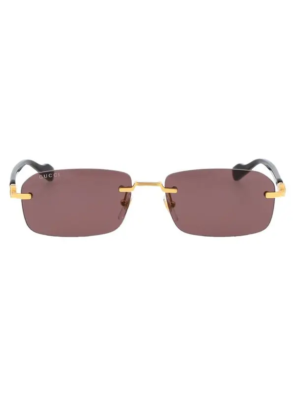 Gucci Rimless Sunglasses - 002 Gold Havana Brown