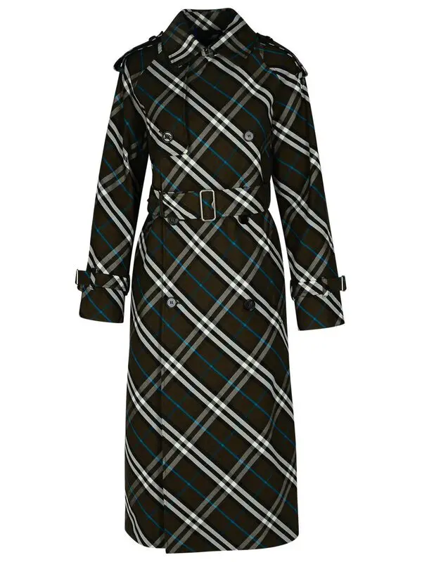 Burberry Check Polyester Trench Coat