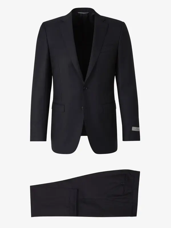 Canali Wool Straight Suit - Midnight Blue