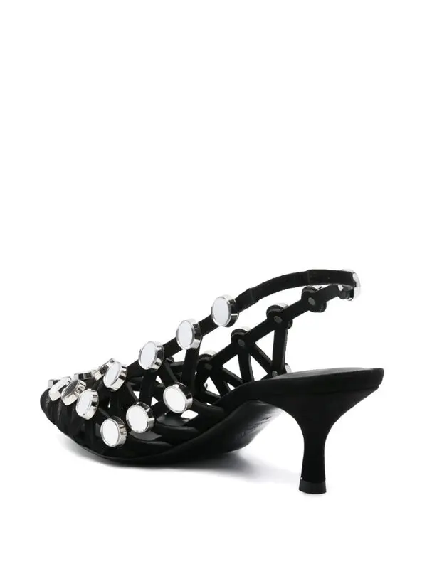 Attico - Suede Grid Slingbacks With Inserts