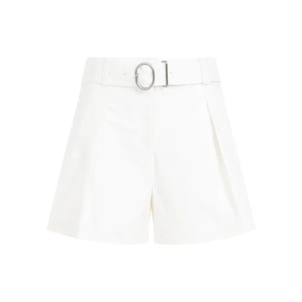 JIL SANDER Mid-waist Cotton Shorts - Beige