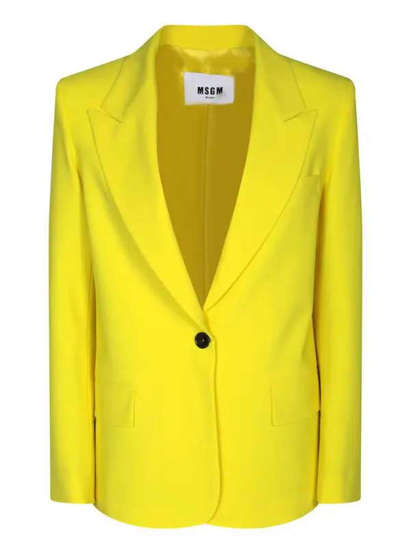 MSGM Wool Single-breasted Jacket - Yellow