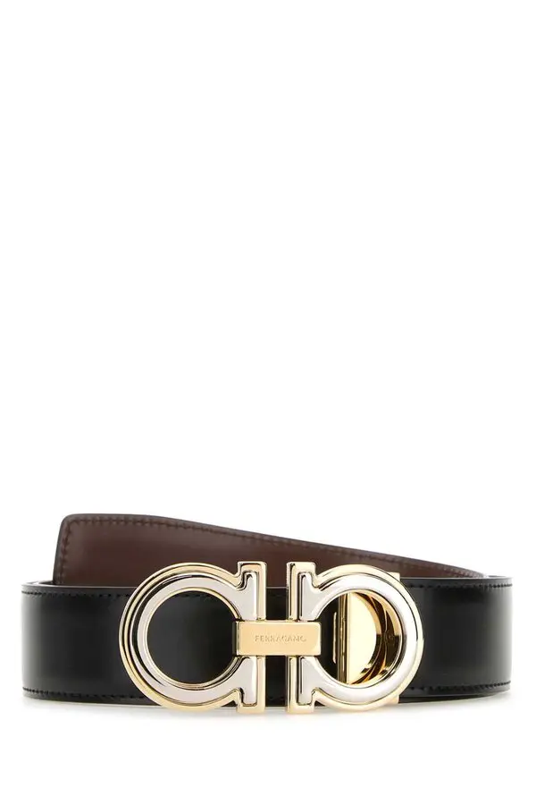 FERRAGAMO Leather Belt - Blackococoabrown