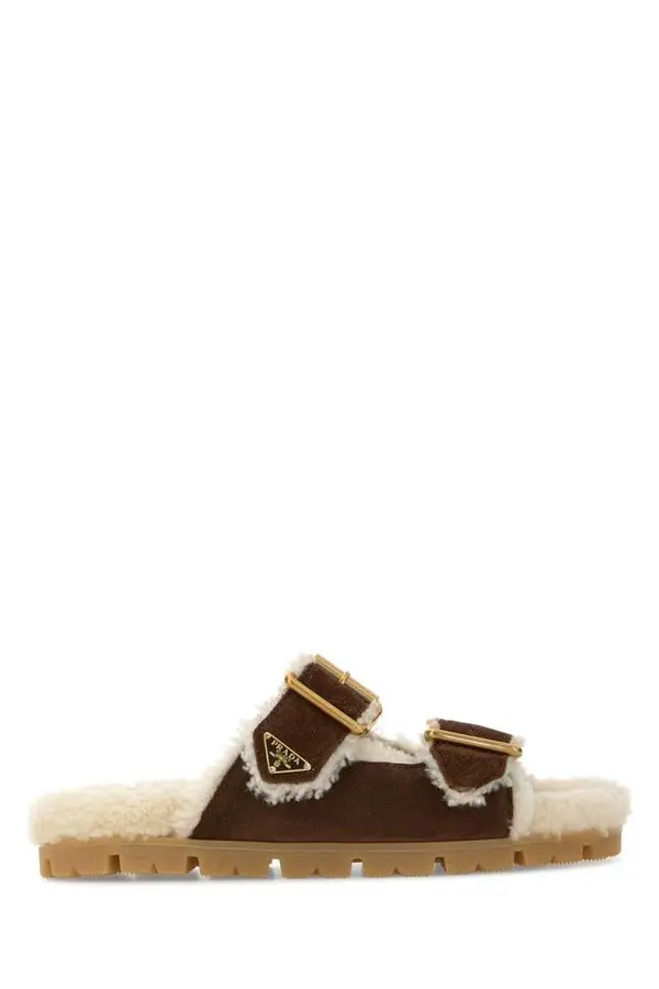 Prada Suede Slippers - Brown