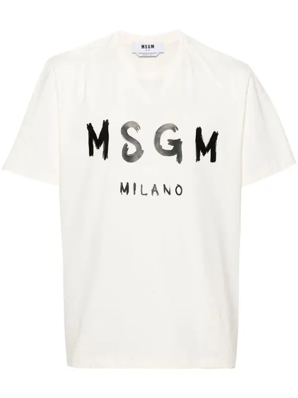 MSGM Cotton T-shirt With Printed Logo - White