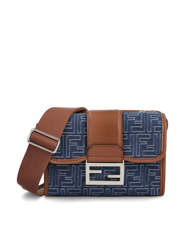 Fendi Baguette Double Bag In Ff Jacquard Fabric - Stone+dark Nut+p