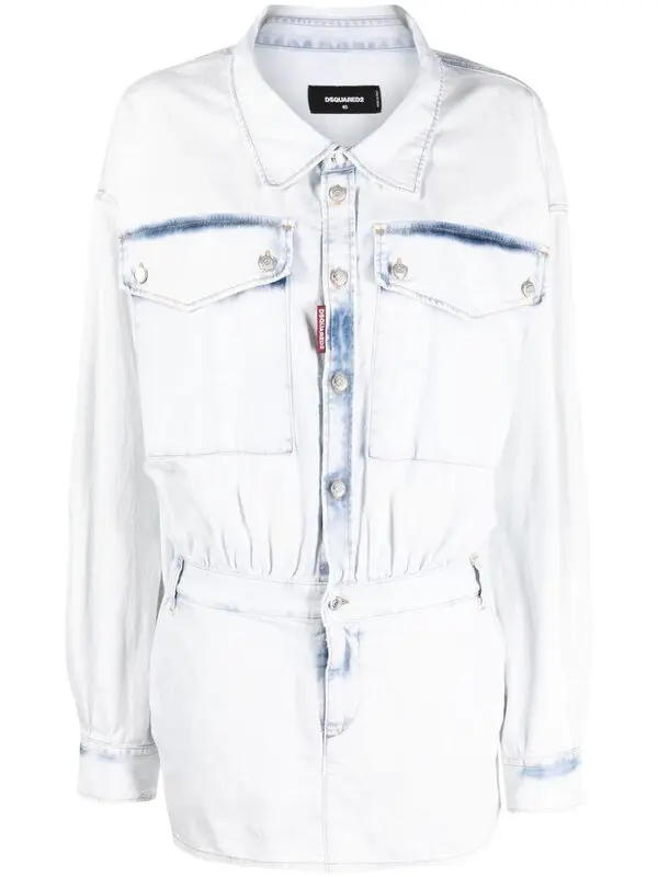 Dsquared2 Denim Mini Shirt Dress - Clear Blue