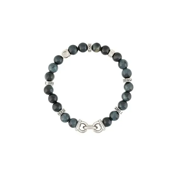FERRAGAMO Semi-precious Stone And Gancini Bracelet - Black