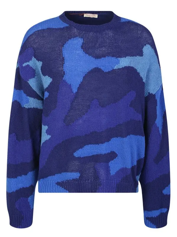 Valentino Garavani Camouflage Virgin Wool Pullover - Blue