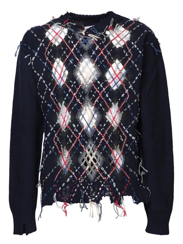 MAISON MARGIELA Intarsia Knit Pullover - Blue