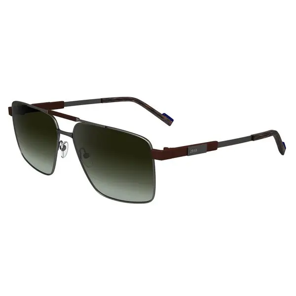ZEISS Ruthenium Shaded Green Navigator Sunglasses - Silver