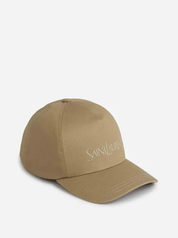 Saint Laurent Cotton Baseball Cap - Brown