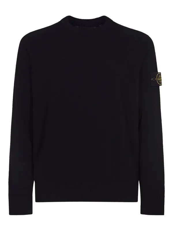 Stone Island Ribbed Virgin Wool Sweater - V0029 Black