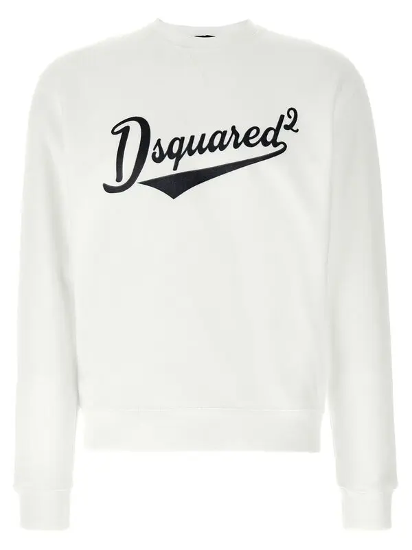 Dsquared2 Cotton Jersey Sweatshirt With Velvet Logo - White