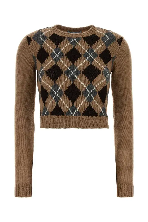 Prada Two-tone Wool Cardigan - Brown