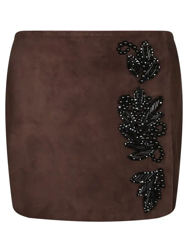 P.a.r.o.s.h Suede Mini Skirt - Brown