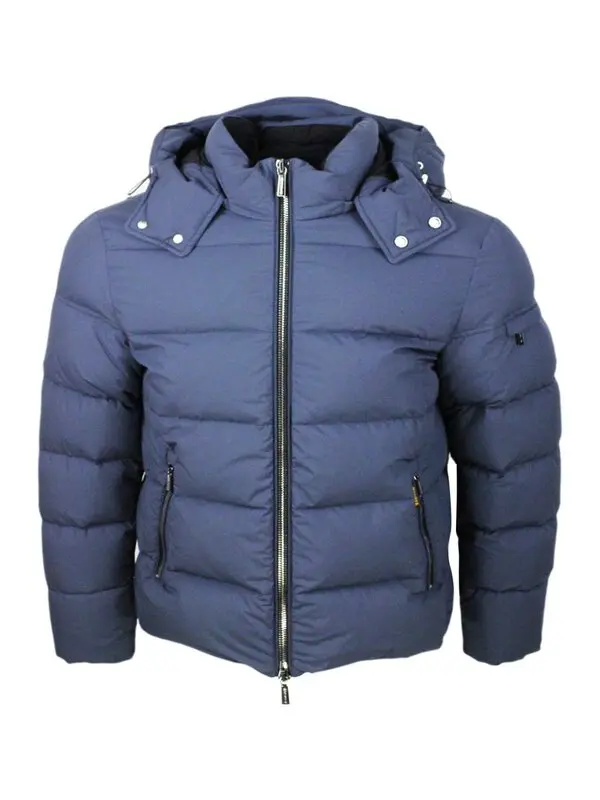 MOORER Goose Down Padded Bomber Jacket - Blue