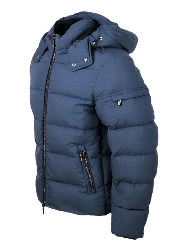 MOORER Goose Down Padded Bomber Jacket - Blue