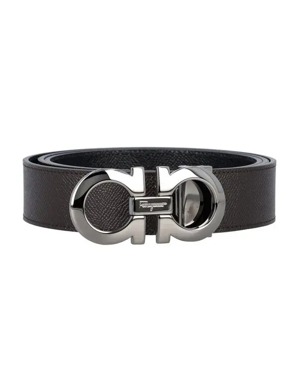 FERRAGAMO Reversible Gancini Belt - Nero Hickory